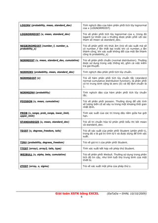 Các hàm xử lý thống kê trên excel | PDF