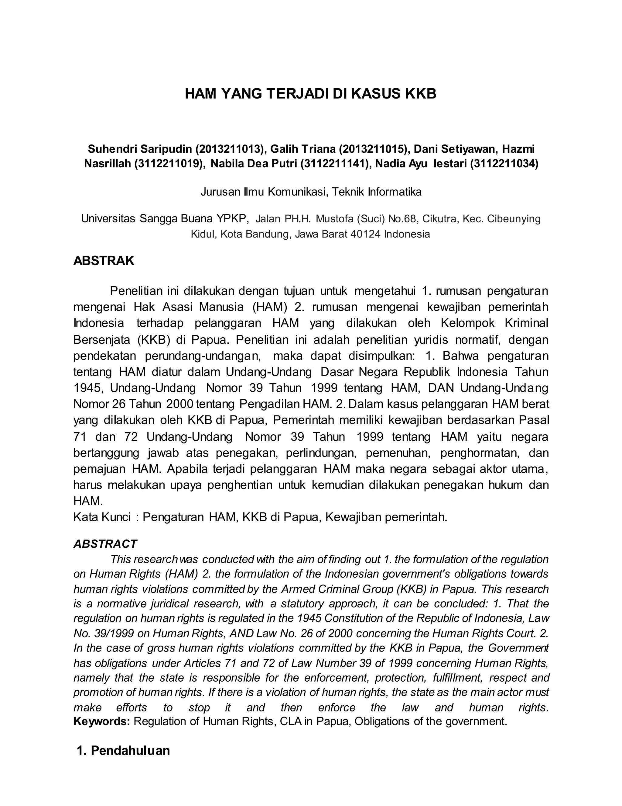 HAM YANG TERJADI DI KASUS KKB.docx