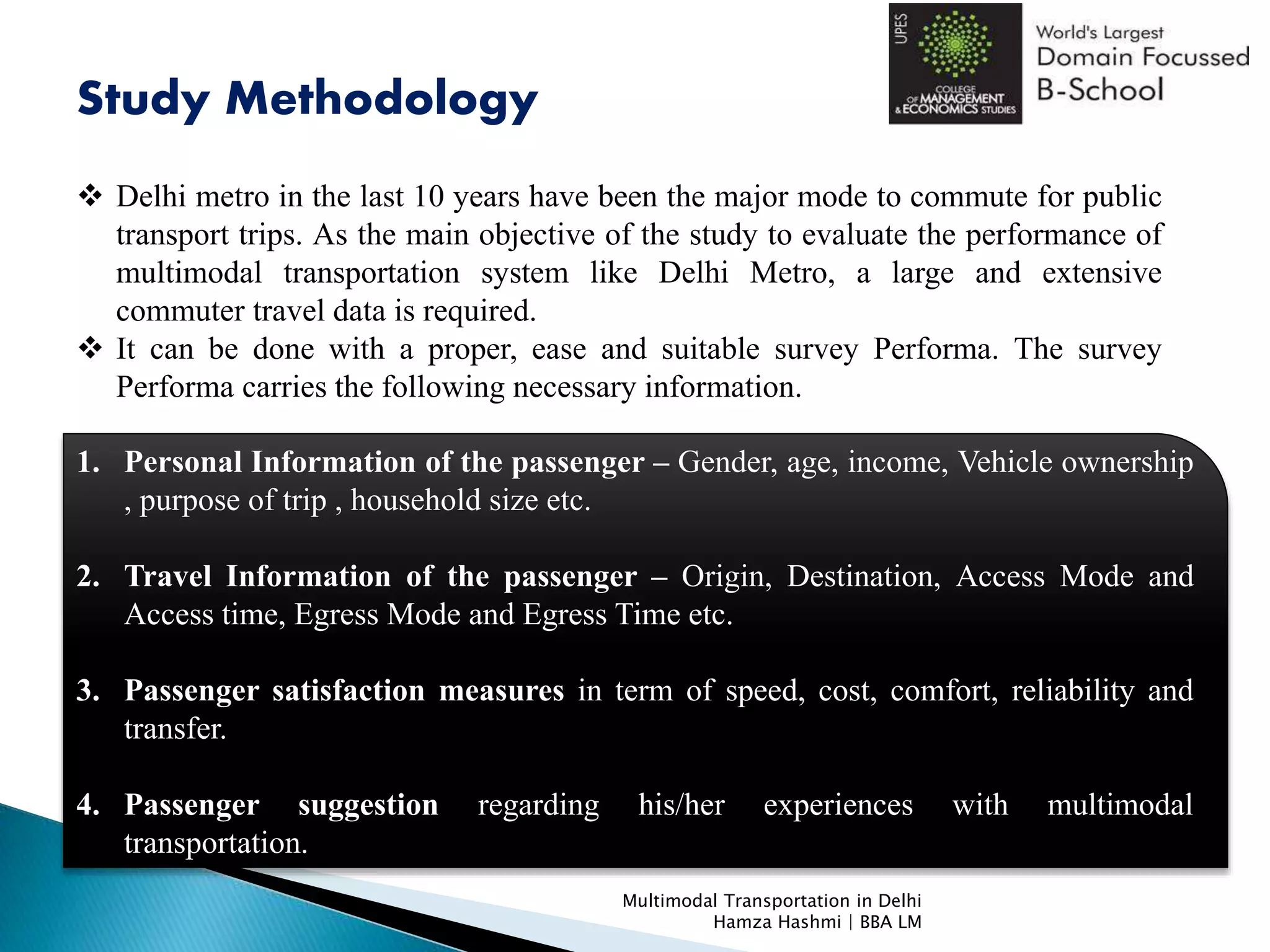 MultiModal Transportation in New DElhi | PPTX