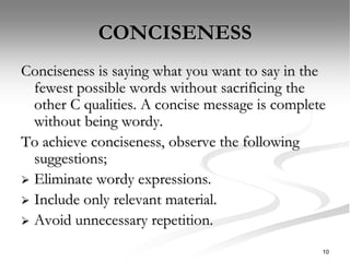 THE SEVEN C’s OF EFFECTIVE COMMUNICATION | PPTX | Business | Business ...