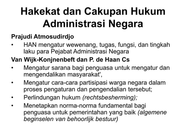 Bahan Pembelajaran HAN tentang pengertian hukum administrasi negara | PPT