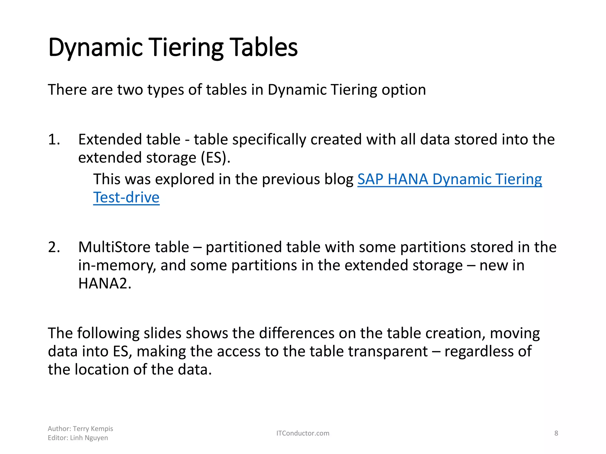 SAP HANA 2 – Dynamic Tiering Overview including HANA Monitoring | PDF ...