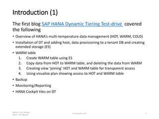 SAP HANA 2 – Dynamic Tiering Overview including HANA Monitoring | PDF