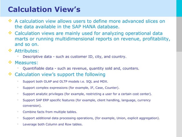 HANA Modeling | PPT | Databases | Computer Software and Applications