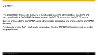 SAP HANA SPS08 Administration & Monitoring | PPTX