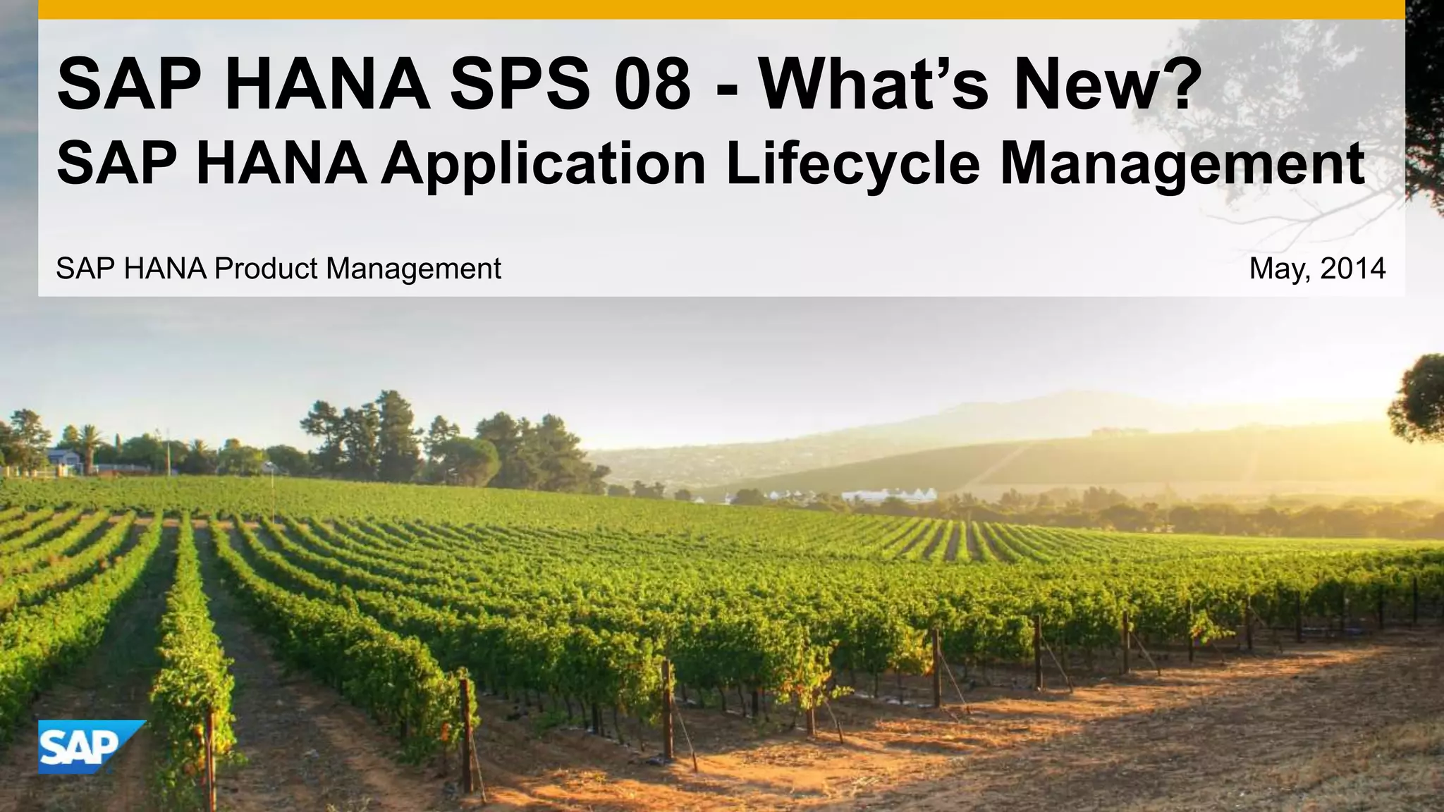 SAP HANA SPS08 Application Lifecycle Management | PPTX