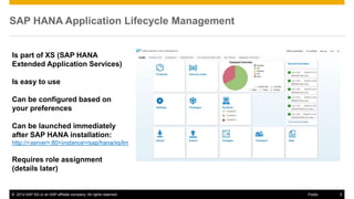 SAP HANA SPS08 Application Lifecycle Management | PPTX