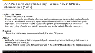 SAP HANA SPS08 Predictive Analysis Library | PPTX