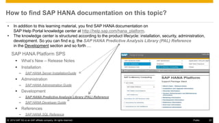 SAP HANA SPS08 Predictive Analysis Library | PPTX