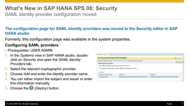 SAP HANA SPS08 Security | PPT