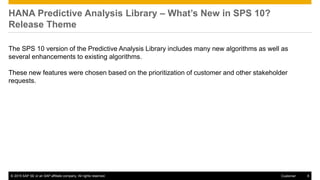 SAP HANA SPS10- Predictive Analysis Library and Application Function Modeler | PPT