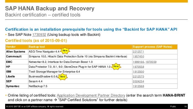 What's New in SAP HANA SPS 11 Backup and Recovery (Operations)