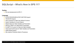 What's new in SAP HANA SPS 11 SQL/SQLScript | PPT