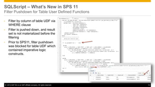 What's new in SAP HANA SPS 11 SQL/SQLScript | PPT