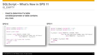 What's new in SAP HANA SPS 11 SQL/SQLScript | PPT