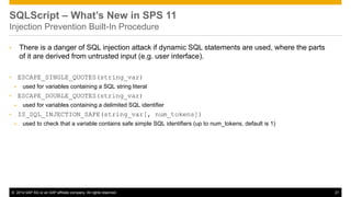 What's new in SAP HANA SPS 11 SQL/SQLScript | PPT