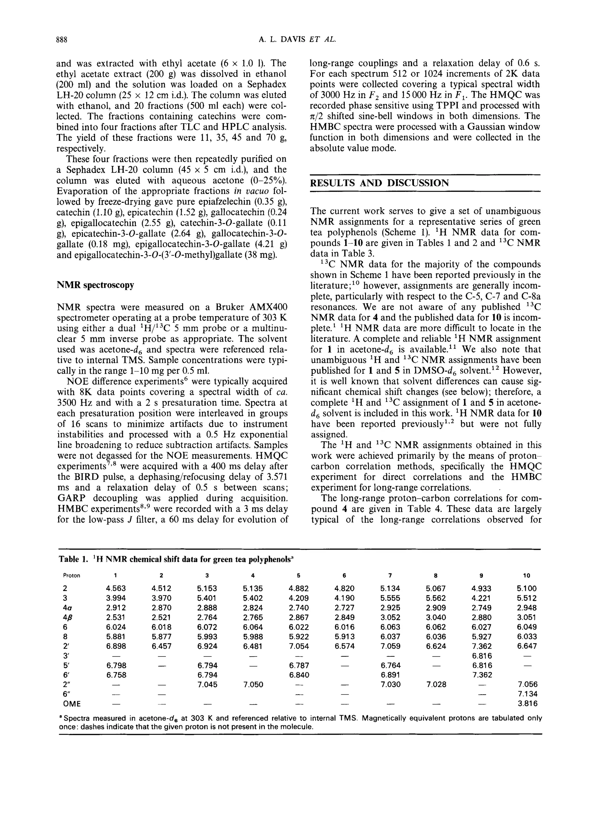 'H and 13CNMR Assignments of Some Green Tea Polyphenols.pdf