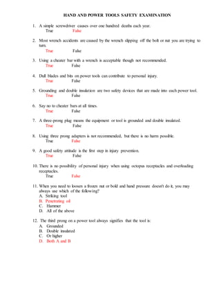 Hand and power tool exam | DOCX