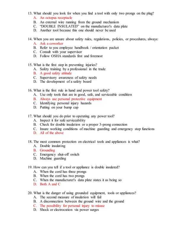 Hand and power tool exam | DOCX | First Aid | Injuries