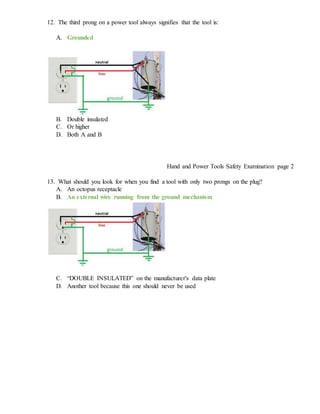 Hand and power tool exam | DOCX | Auto Safety | Automotive