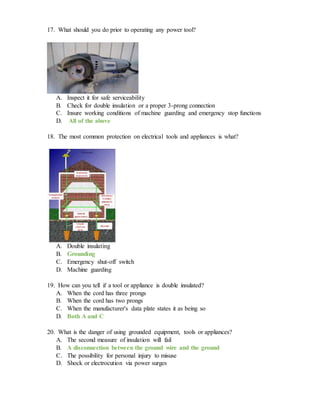 Hand and power tool exam | DOCX | Auto Safety | Automotive