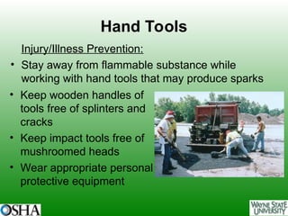 HAND AND POWER TOOLS, Safety Health and Environment | PPT