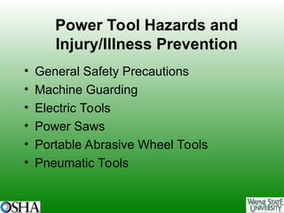 HAND AND POWER TOOLS, Safety Health and Environment | PPT