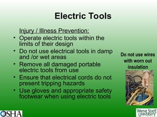 HAND AND POWER TOOLS, Safety Health and Environment | PPT