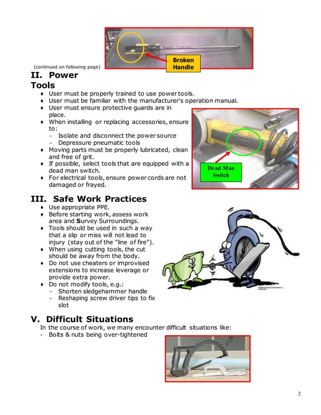 Hand and power tool safety | DOCX | Woodworking | Arts and Crafts