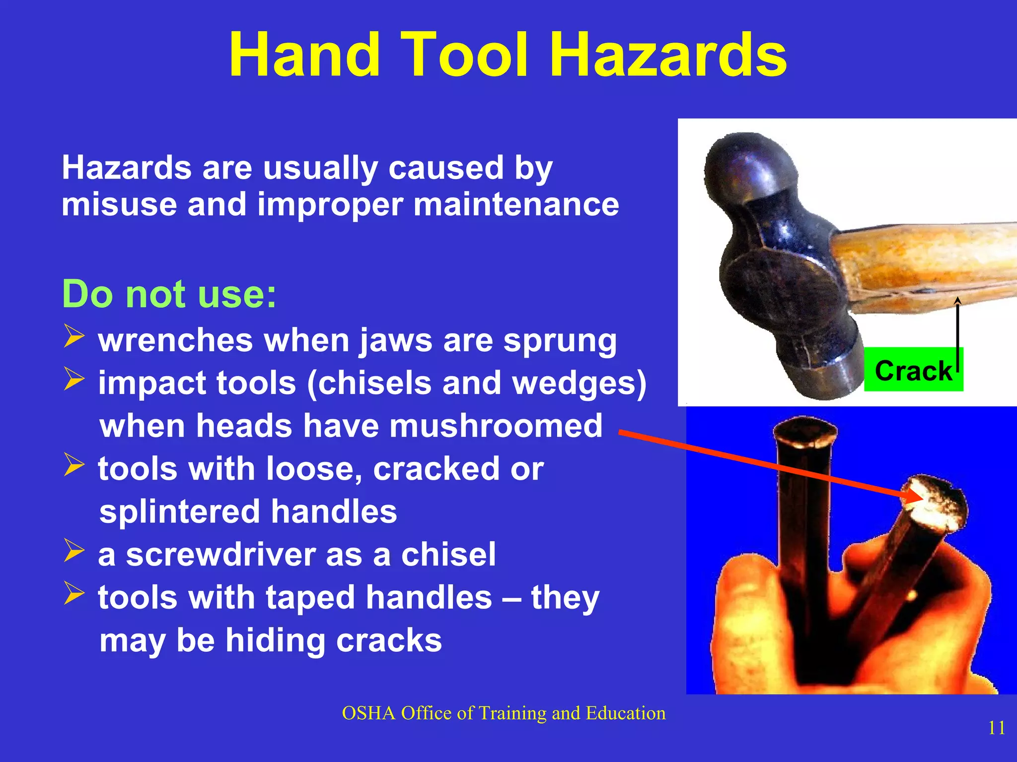 Hand and power tool safety power point | PPT