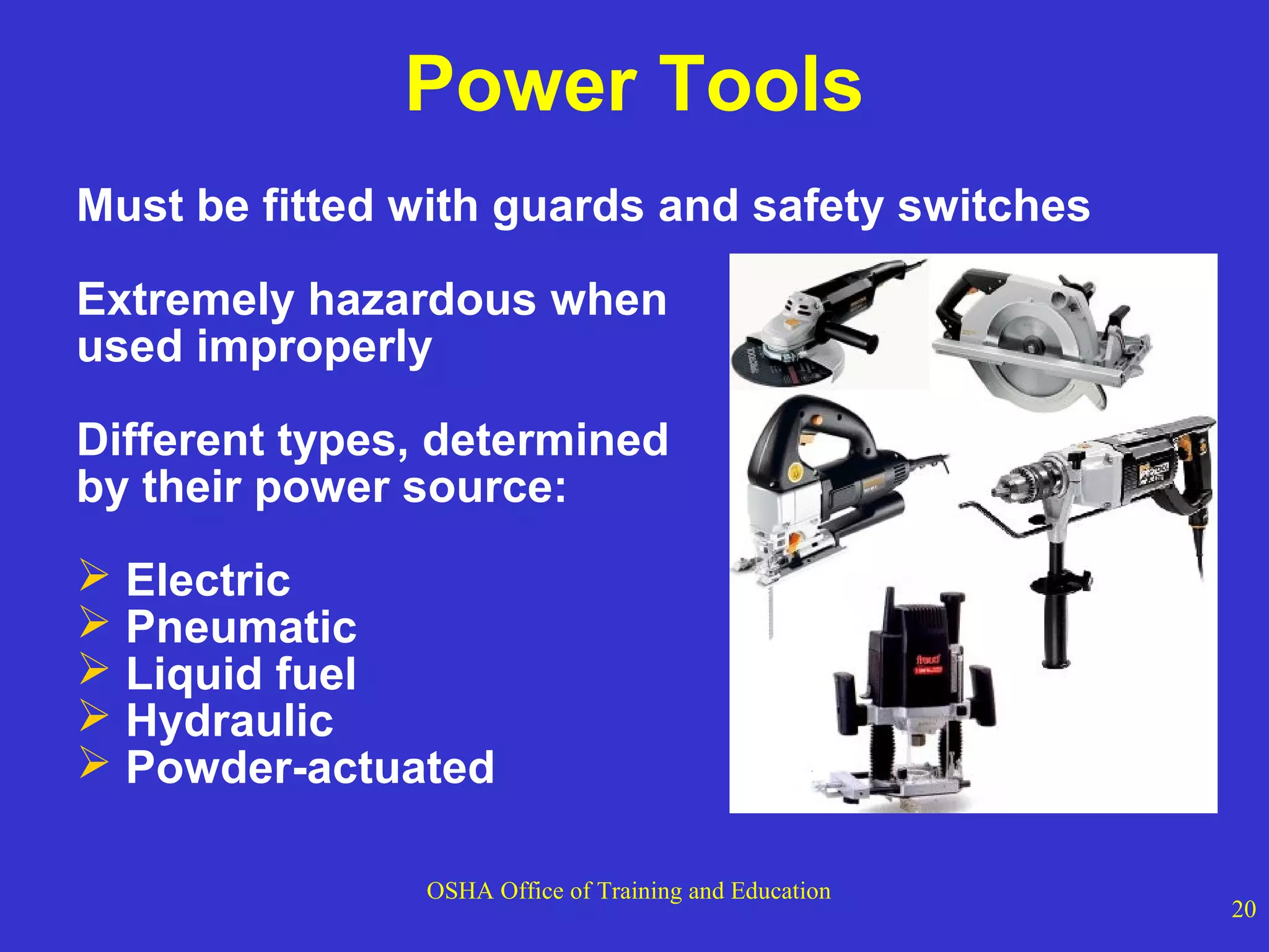 Hand and power tool safety power point | PPT