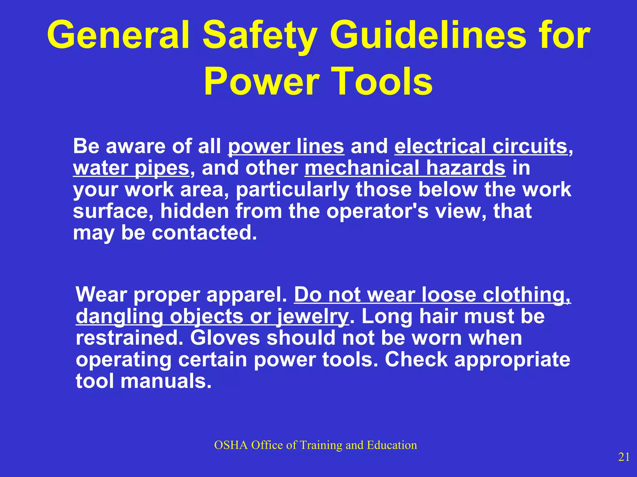 Hand and power tool safety power point | PPT