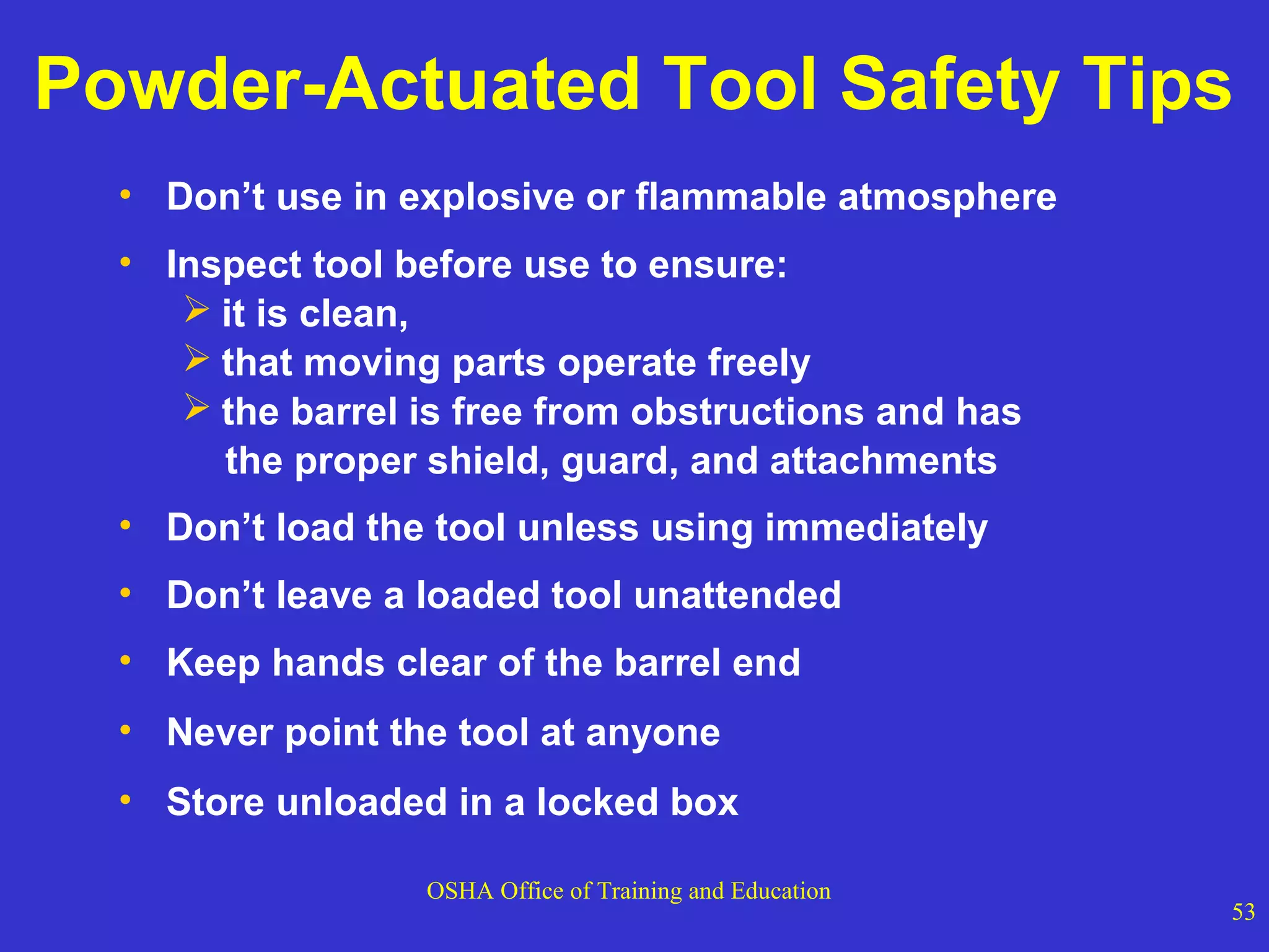 Hand and power tool safety power point | PPT