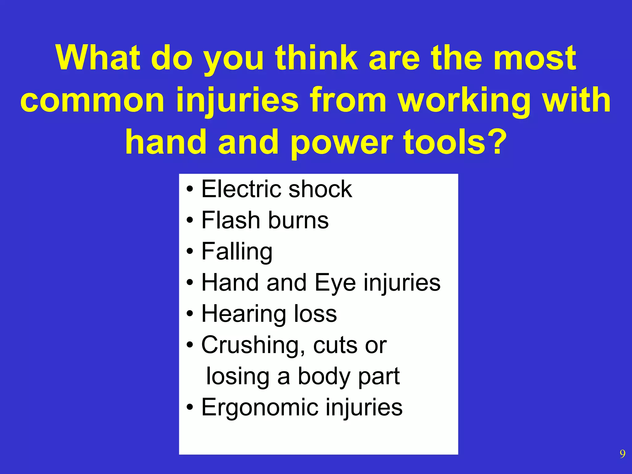 Hand and power tool safety power point | PPT