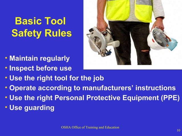 Hand and power tool safety power point | PPT | First Aid | Injuries