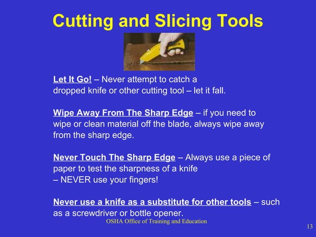 Hand and power tool safety power point | PPT | First Aid | Injuries