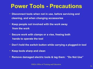 Hand and power tool safety power point | PPT