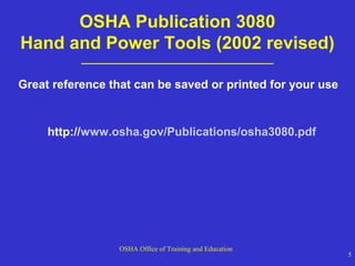 Hand and power tool safety power point | PPT