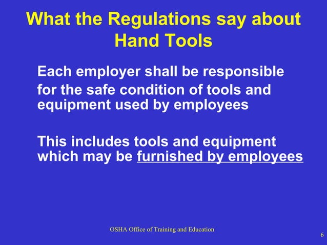Hand and power tool safety power point | PPT | First Aid | Injuries