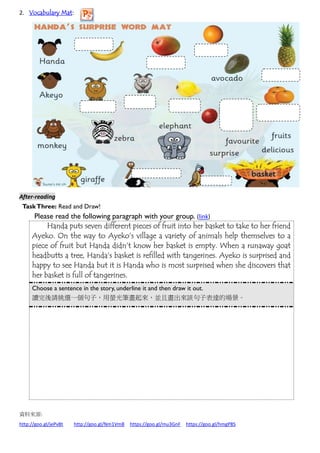 Handa surprise worksheet short | PDF