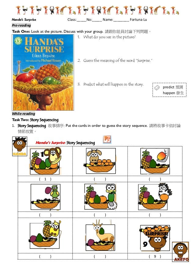 Handa surprise worksheet short
