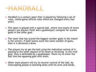 Handball | PDF | Soccer | Sports