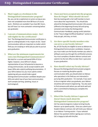 LSU Distinguished Communicator Handbook | PDF