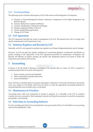 Handbook -Compliance by LLP After Incorporation | PDF