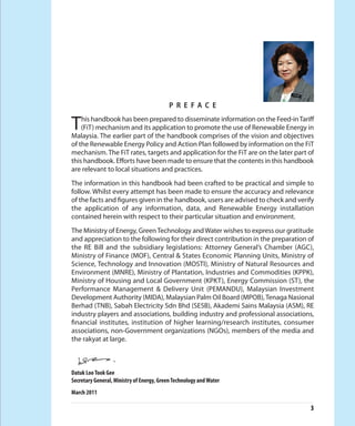 Handbook malaysian fi t feed-in-tariff renewable energy mar2011 | PDF ...