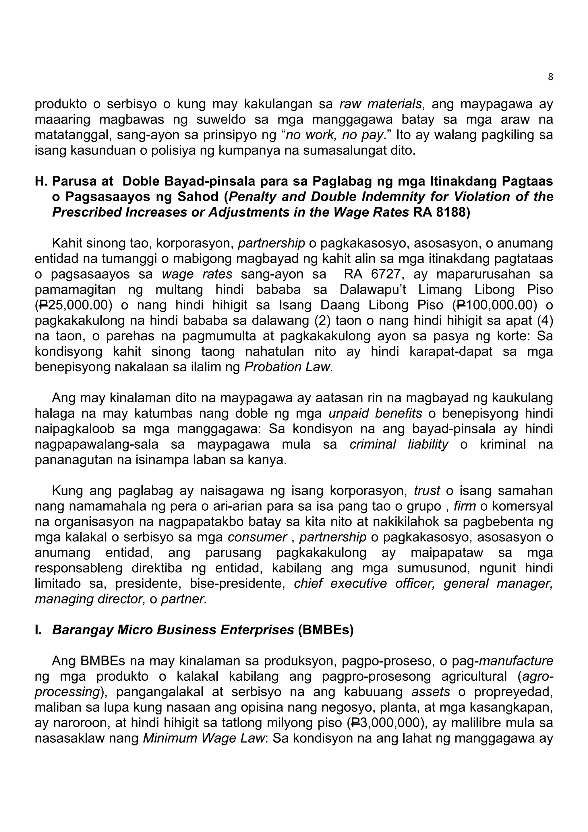 Handbook Ng Mga Benepisyo Ng Mga Manggagawa Ayon Sa Batas (2014) | PDF