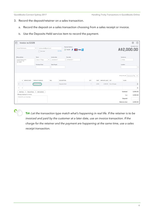 Handbook: Advanced QuickBooks Online - Handling Tricky Transactions | PDF
