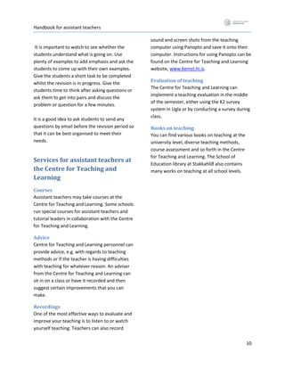 Handbook for Assistant Teachers at The University of Iceland - 2018 | PDF
