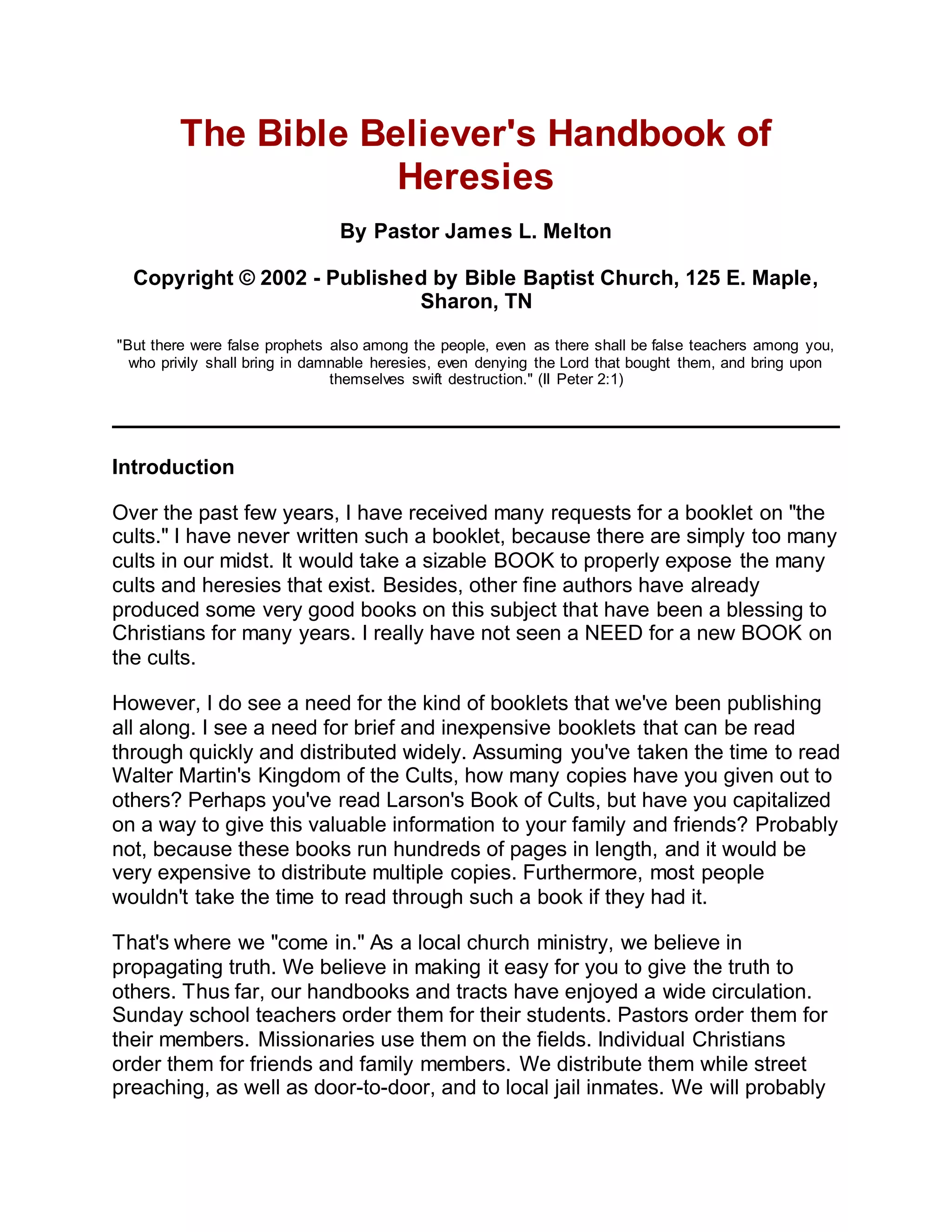Handbook of heresies | DOCX