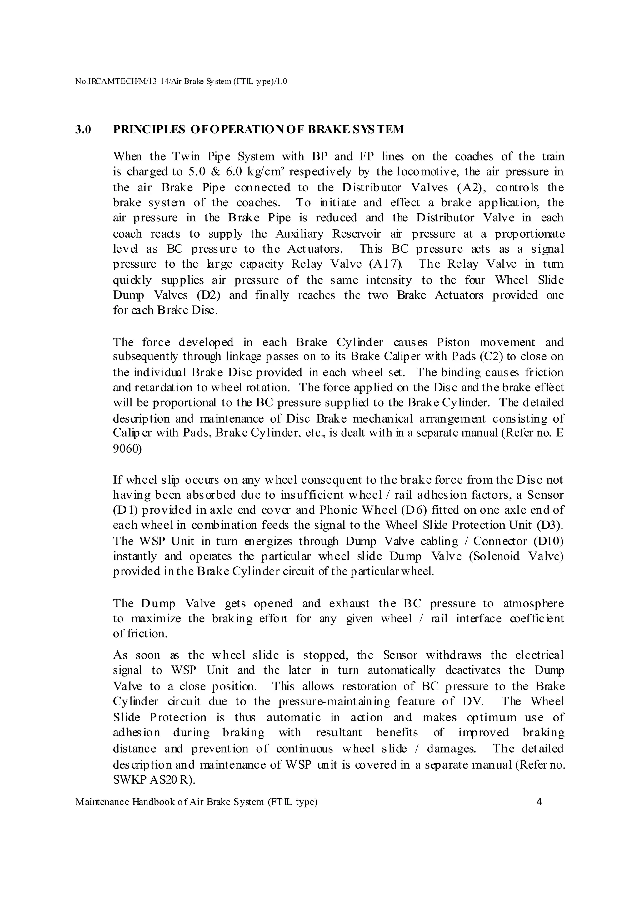 Handbook on maintenance of air brake system in lhb coaches (ftil type ...